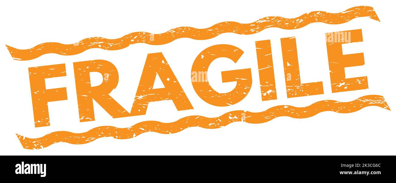 FRAGILE text written on orange lines stamp sign Stock Photo - Alamy