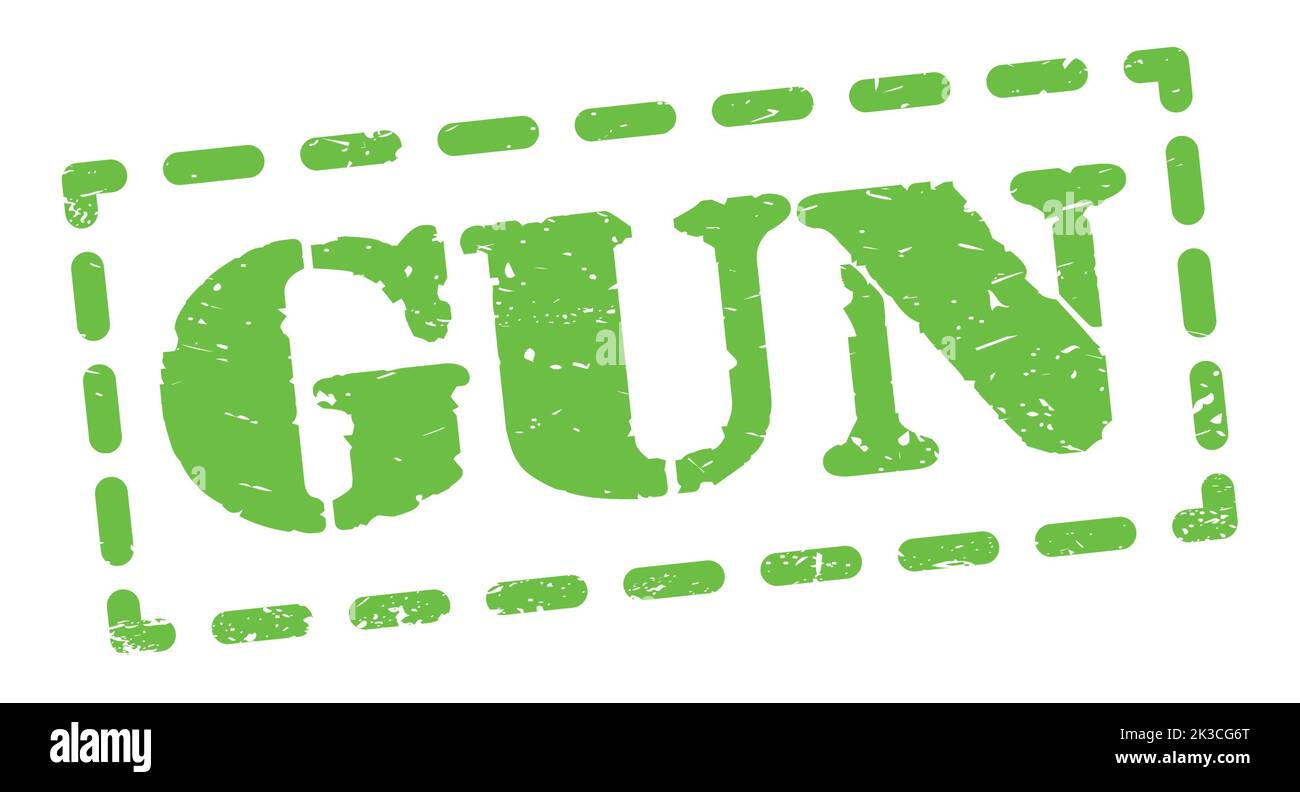 GUN text written on green dash stamp sign Stock Photo - Alamy
