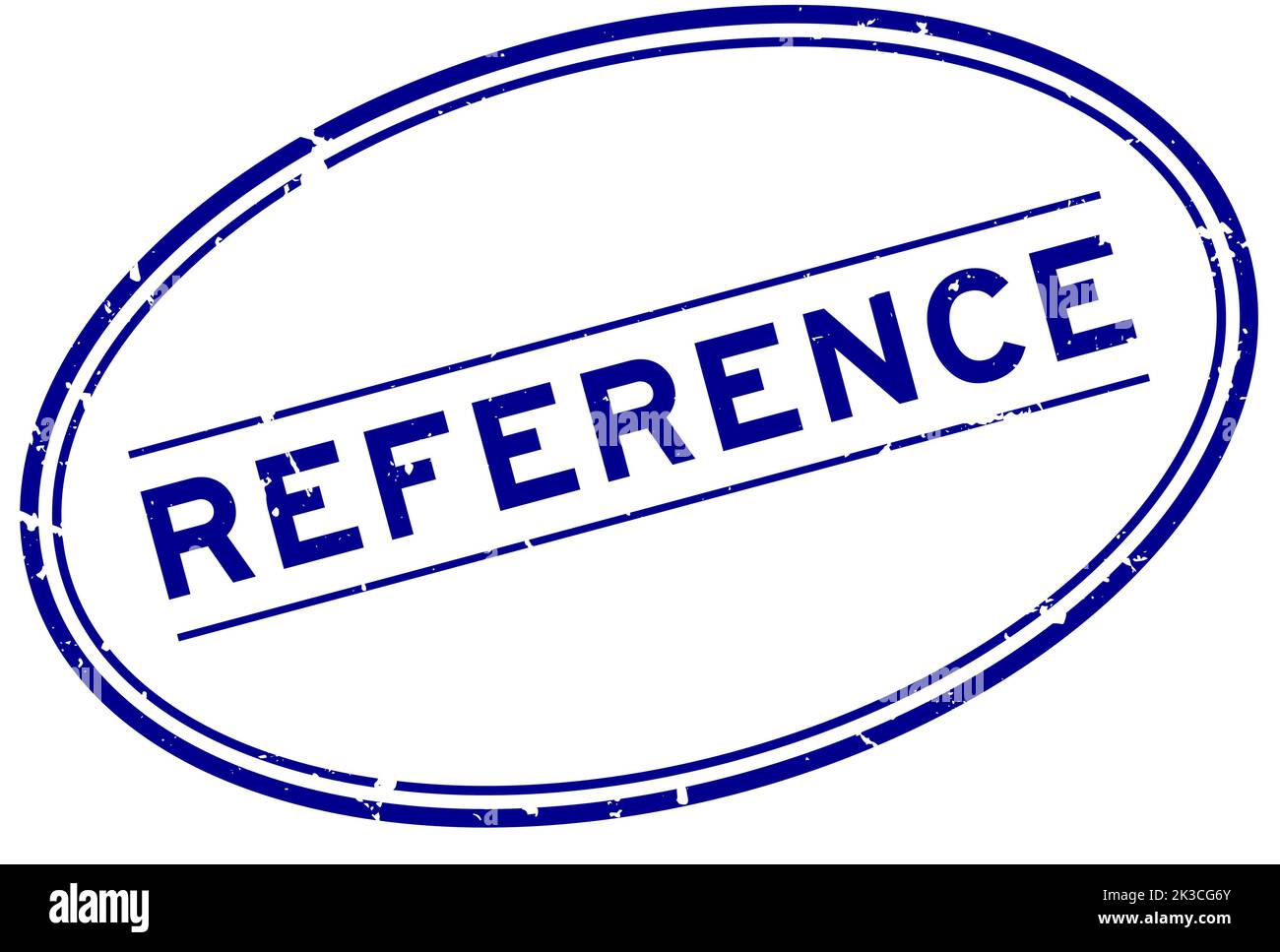 Grunge blue reference word oval rubber seal stamp on white background ...