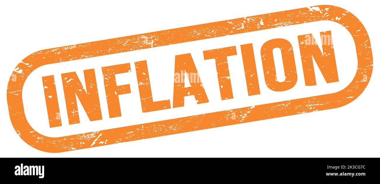 INFLATION, text on orange rectangle stamp sign Stock Photo - Alamy