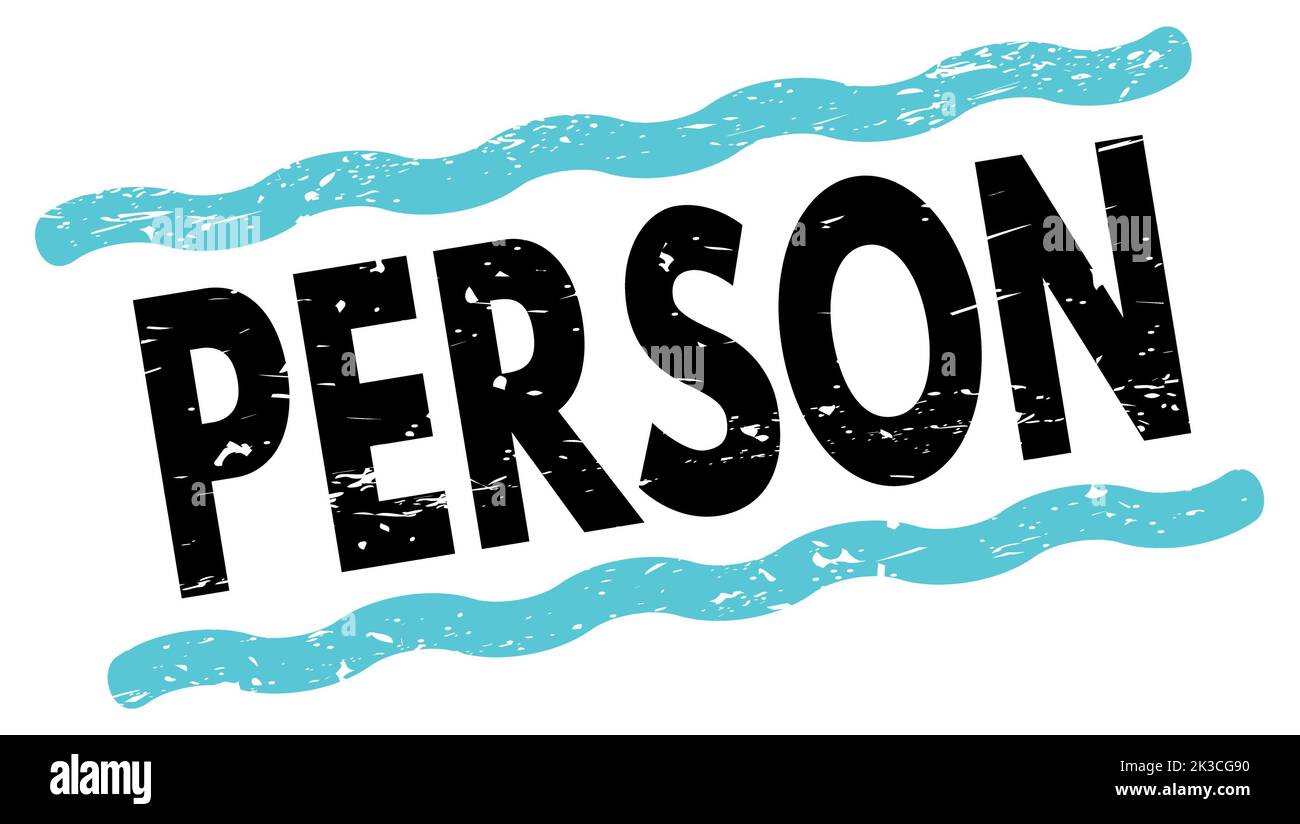 PERSON text written on blue-black lines stamp sign Stock Photo - Alamy