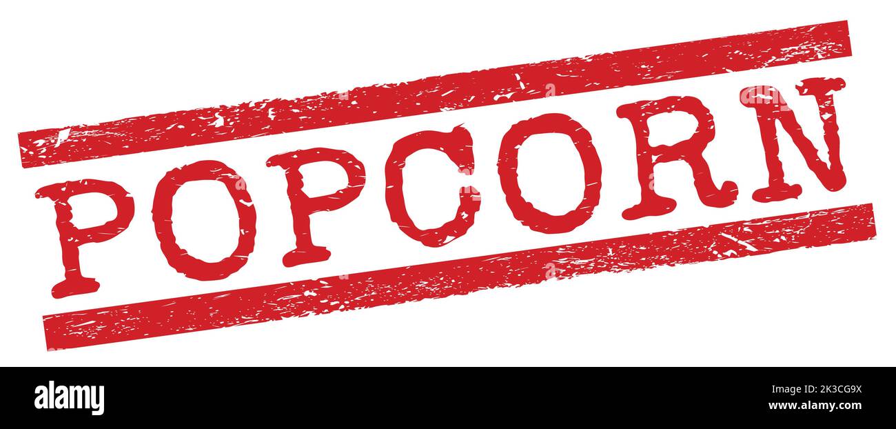 POPCORN text written on red grungy lines stamp sign Stock Photo - Alamy