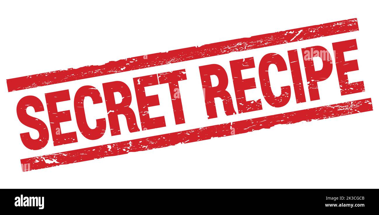 SECRET RECIPE text written on red rectangle stamp sign Stock Photo - Alamy
