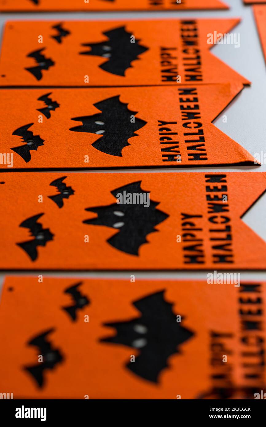 Halloween flags. Black and orange party flags for Halloween decoration ...