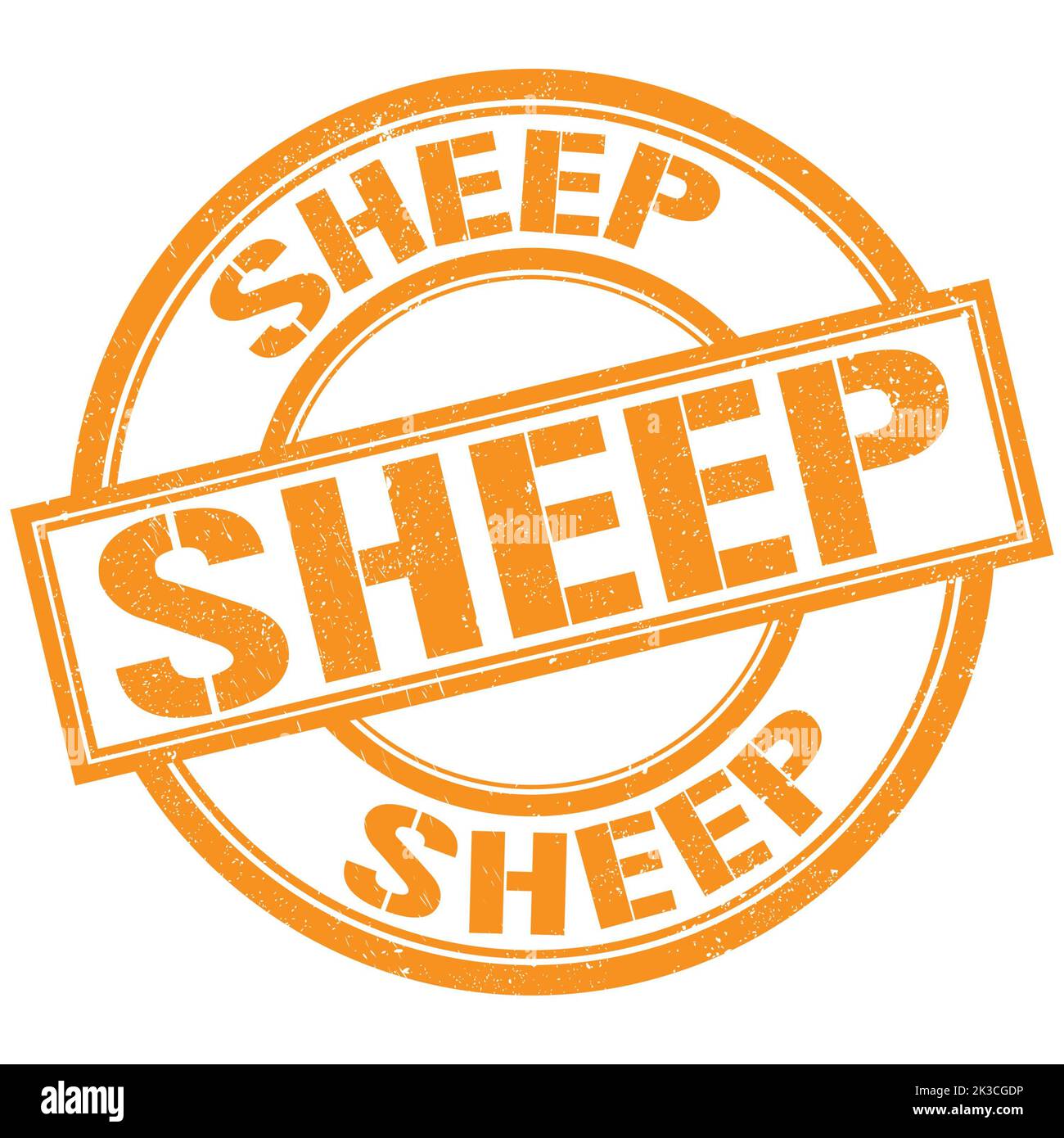 SHEEP text written on orange round stamp sign Stock Photo - Alamy