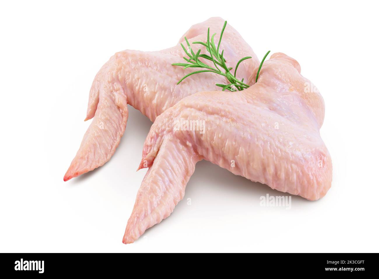 Raw chicken wings isolated on white background with full depth of field ...