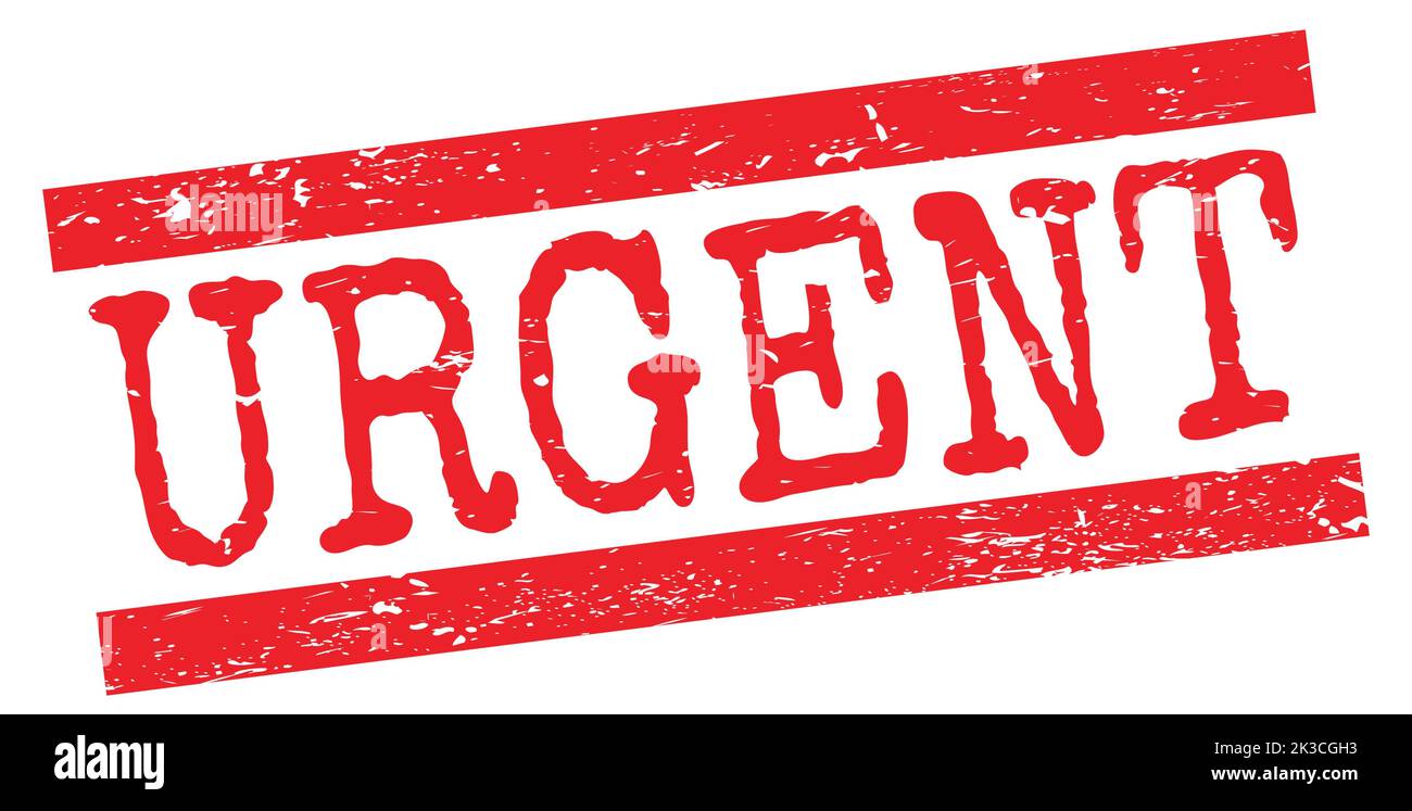 URGENT text written on red grungy lines stamp sign Stock Photo - Alamy