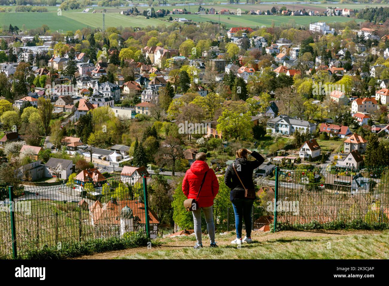At the Bismarck Tower Radebeul with a view of the Elbe Valley and ...
