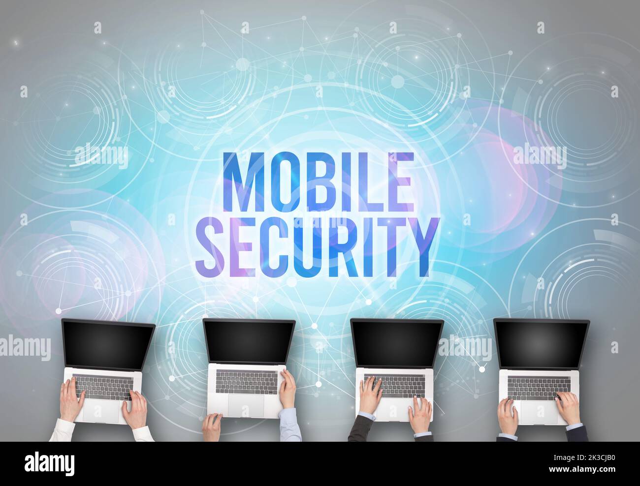 Group of people in front of a laptop, security concept Stock Photo - Alamy