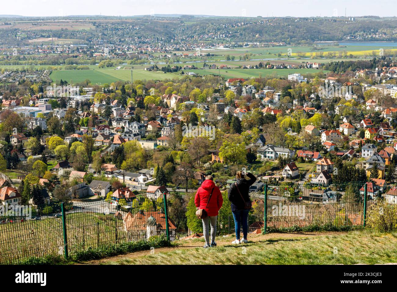 At the Bismarck Tower Radebeul with a view of the Elbe Valley and ...