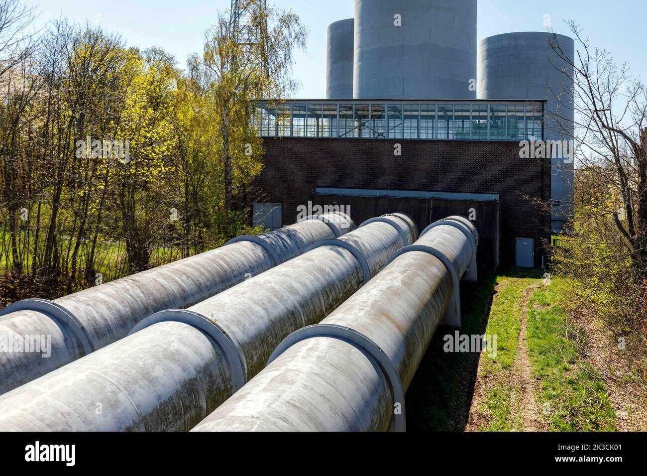 Niederwartha pumped storage plant, the downpipes on the surge tanks on ...