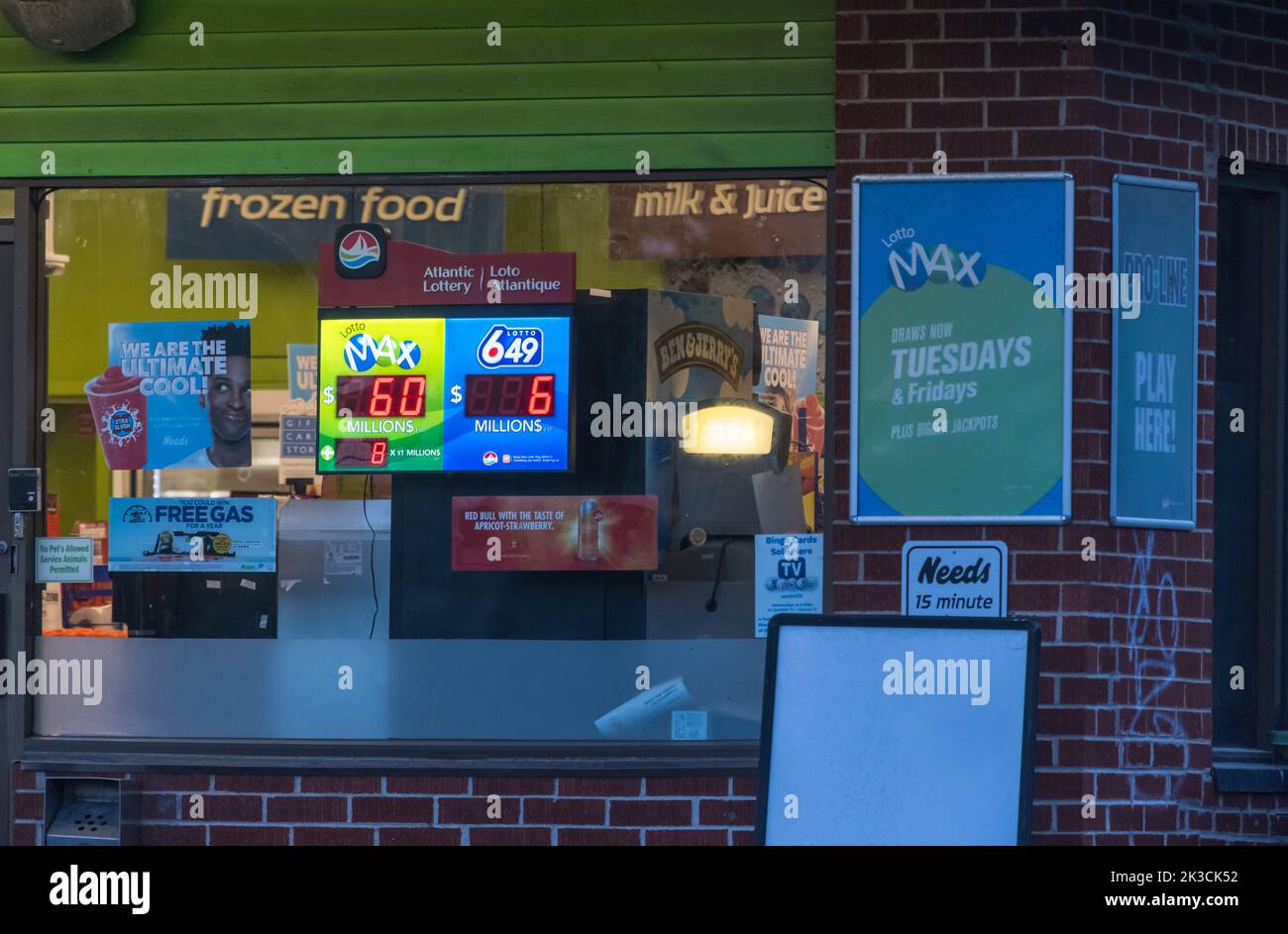 Lotto Max Million lottery advertisement on a convenience Store with the ...