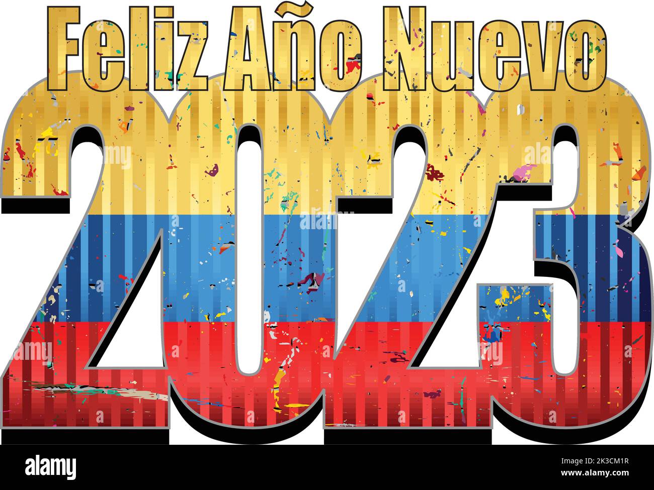 Happy New Year 2023 with Colombia flag inside - Illustration, 2023 ...