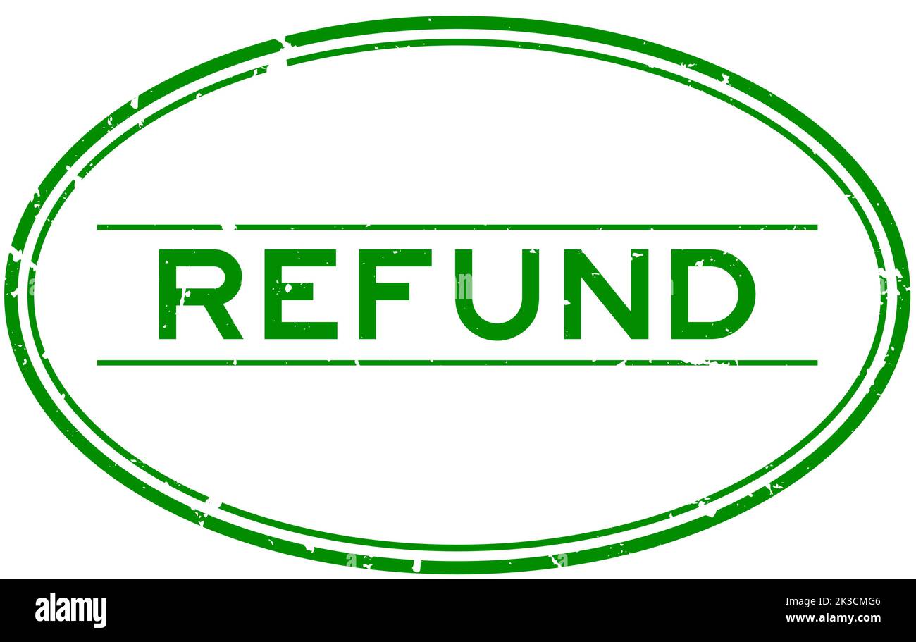 Grunge green refund word oval rubber seal stamp on white background ...