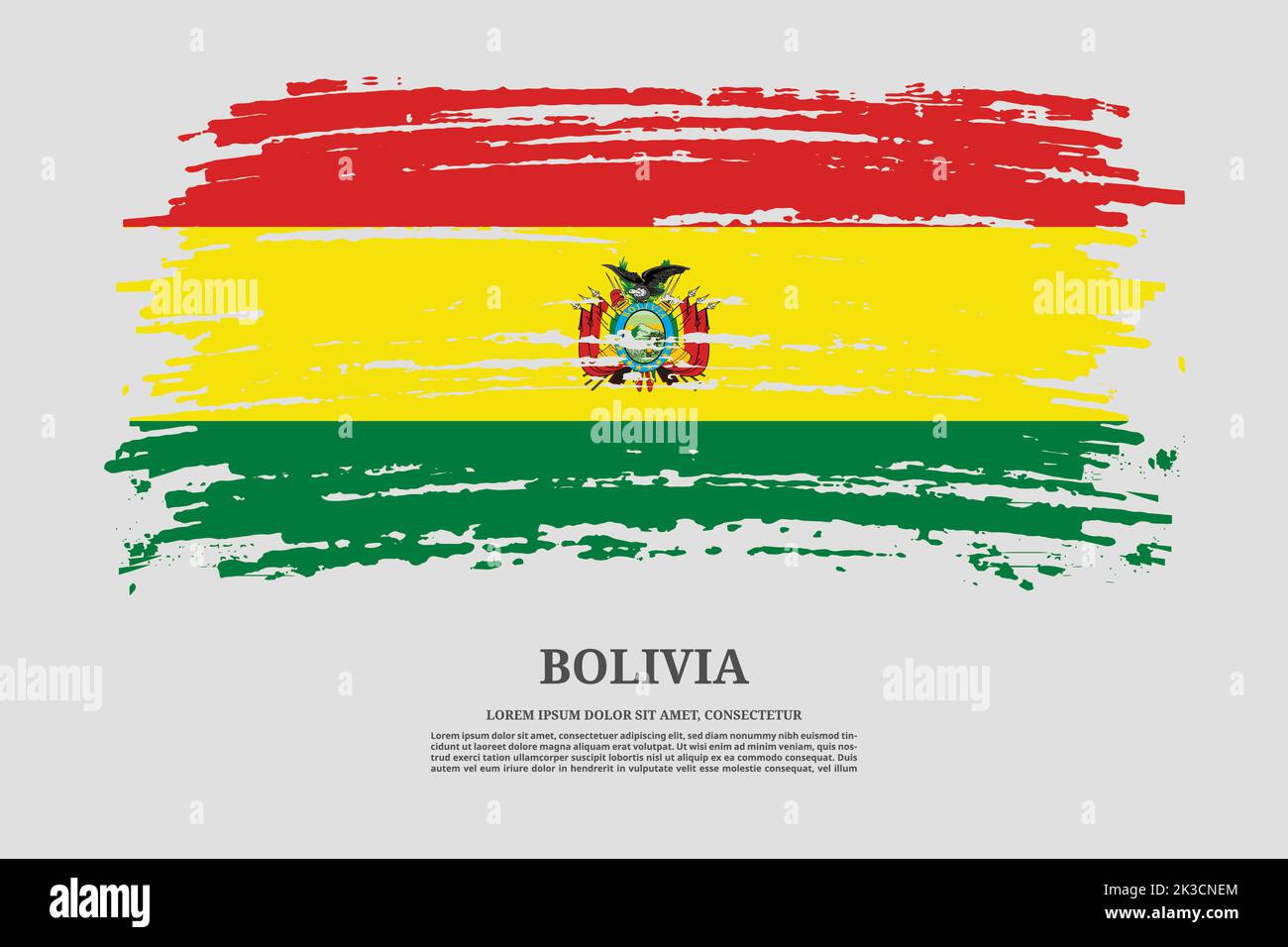 Bolivia flag with brush stroke effect and information text poster ...