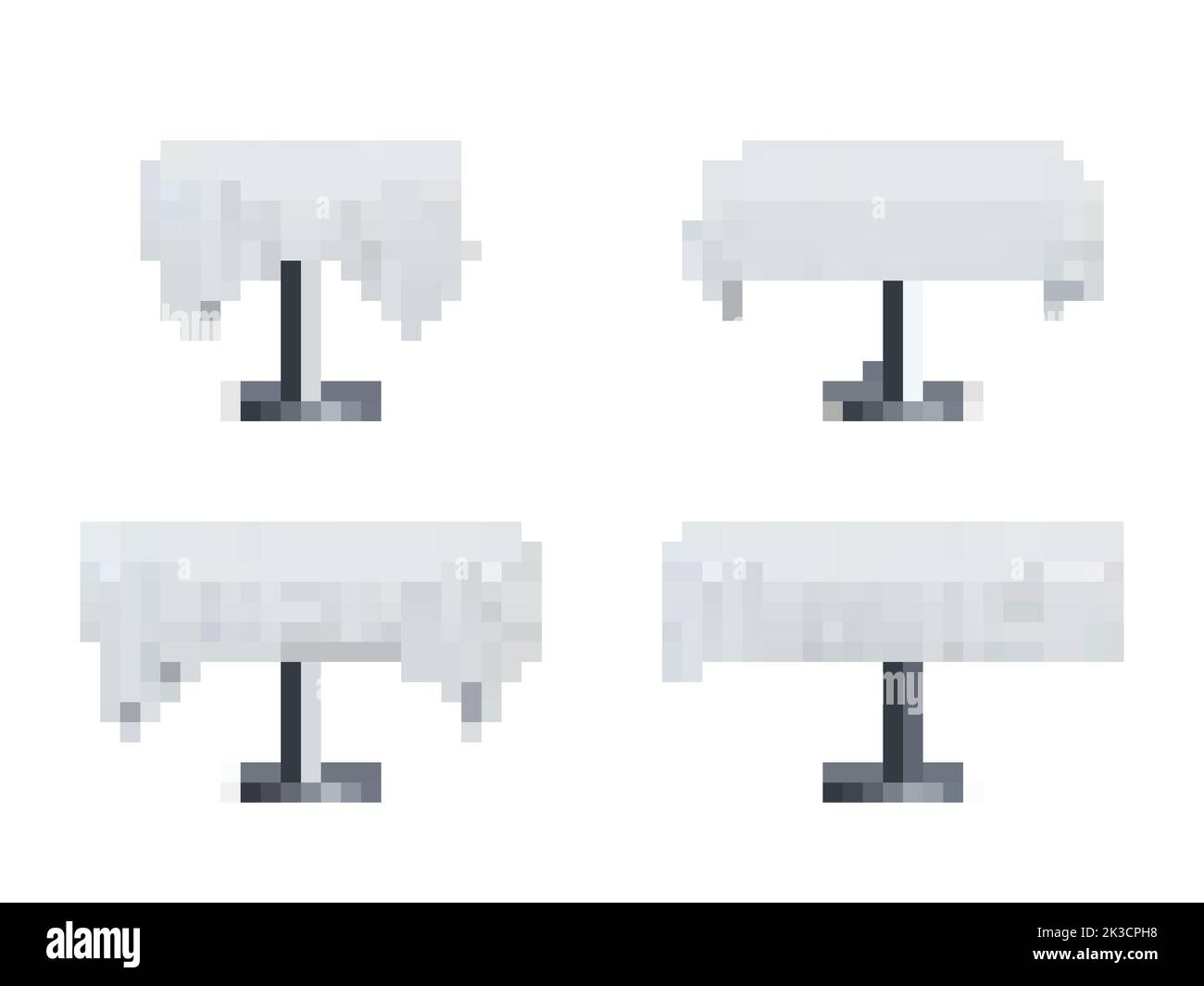 Restaurant tables with tablecloths. Vector realistic illustration isolated on white background ...