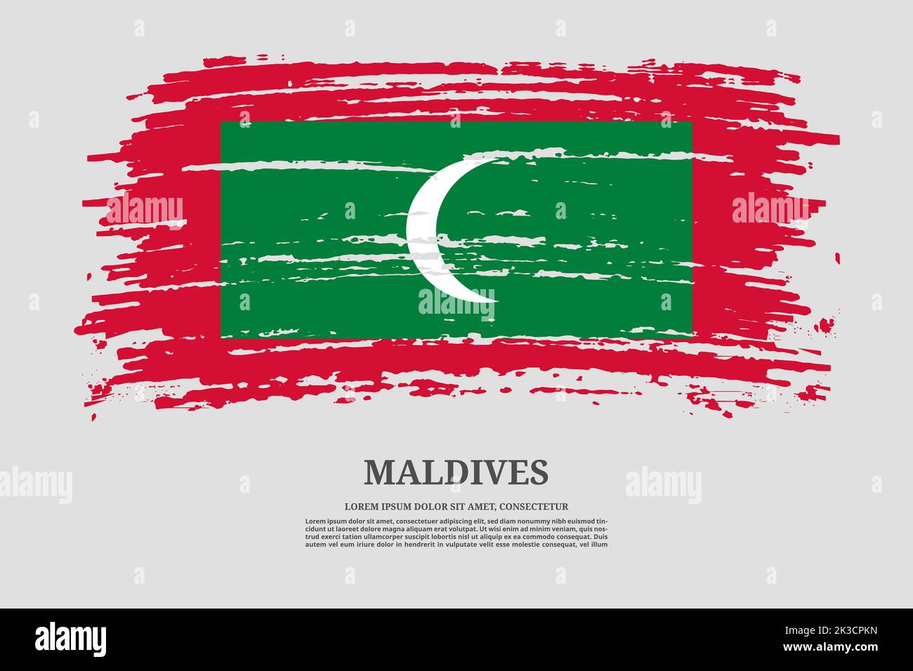 Maldives flag with brush stroke effect and information text poster ...