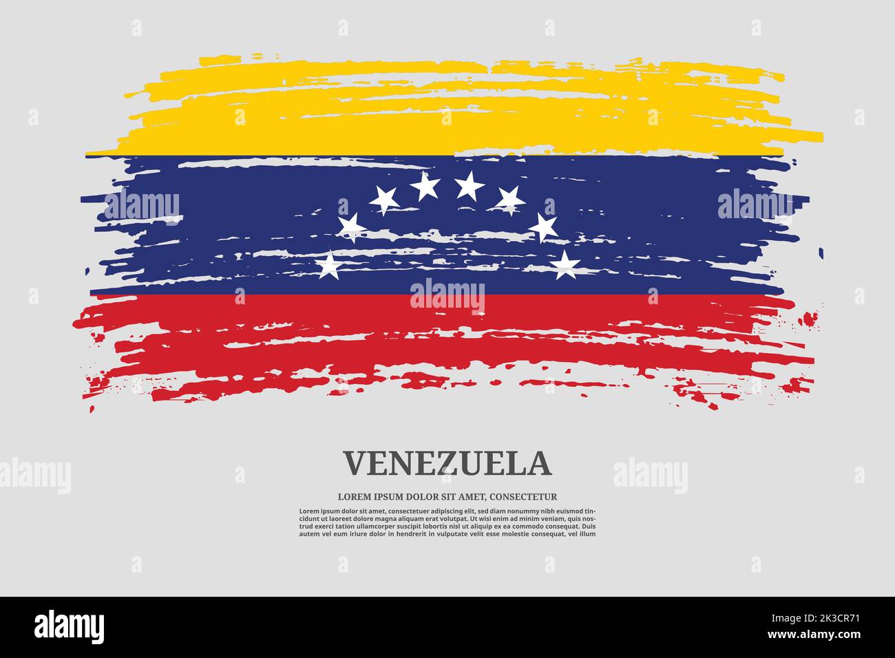 Venezuela flag with brush stroke effect and information text poster ...