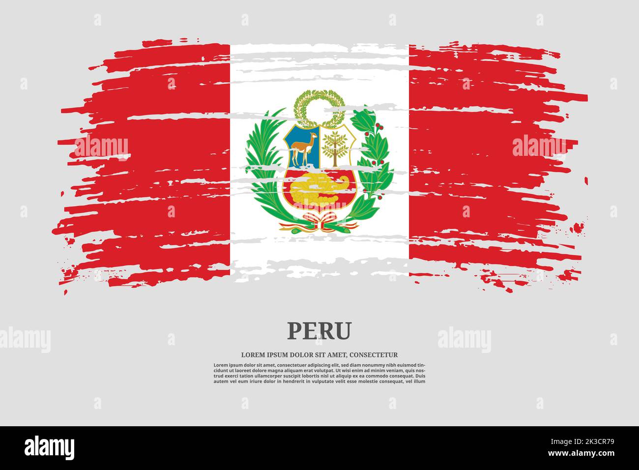 Peru flag with brush stroke effect and information text poster, vector ...