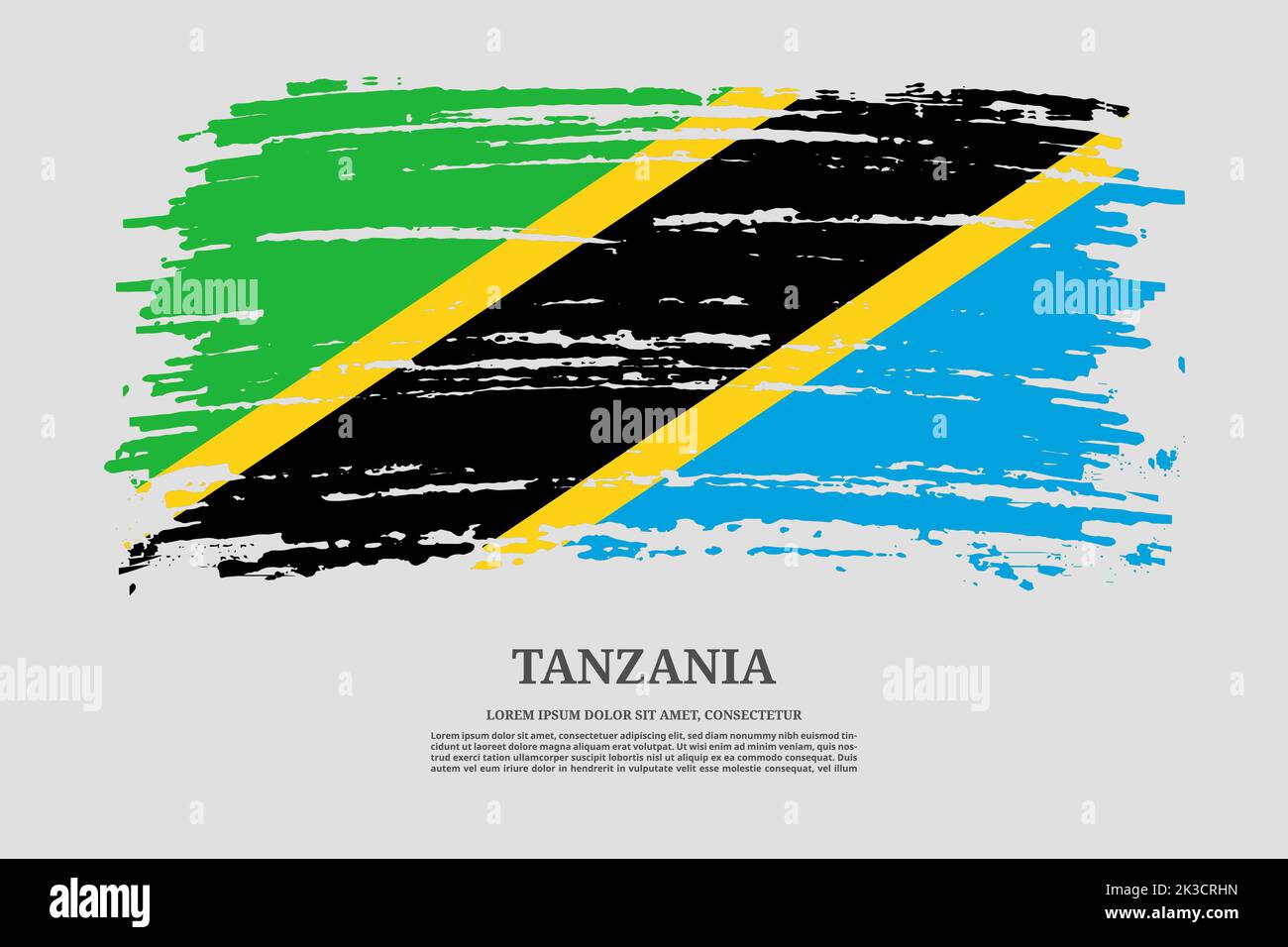Tanzania flag with brush stroke effect and information text poster ...