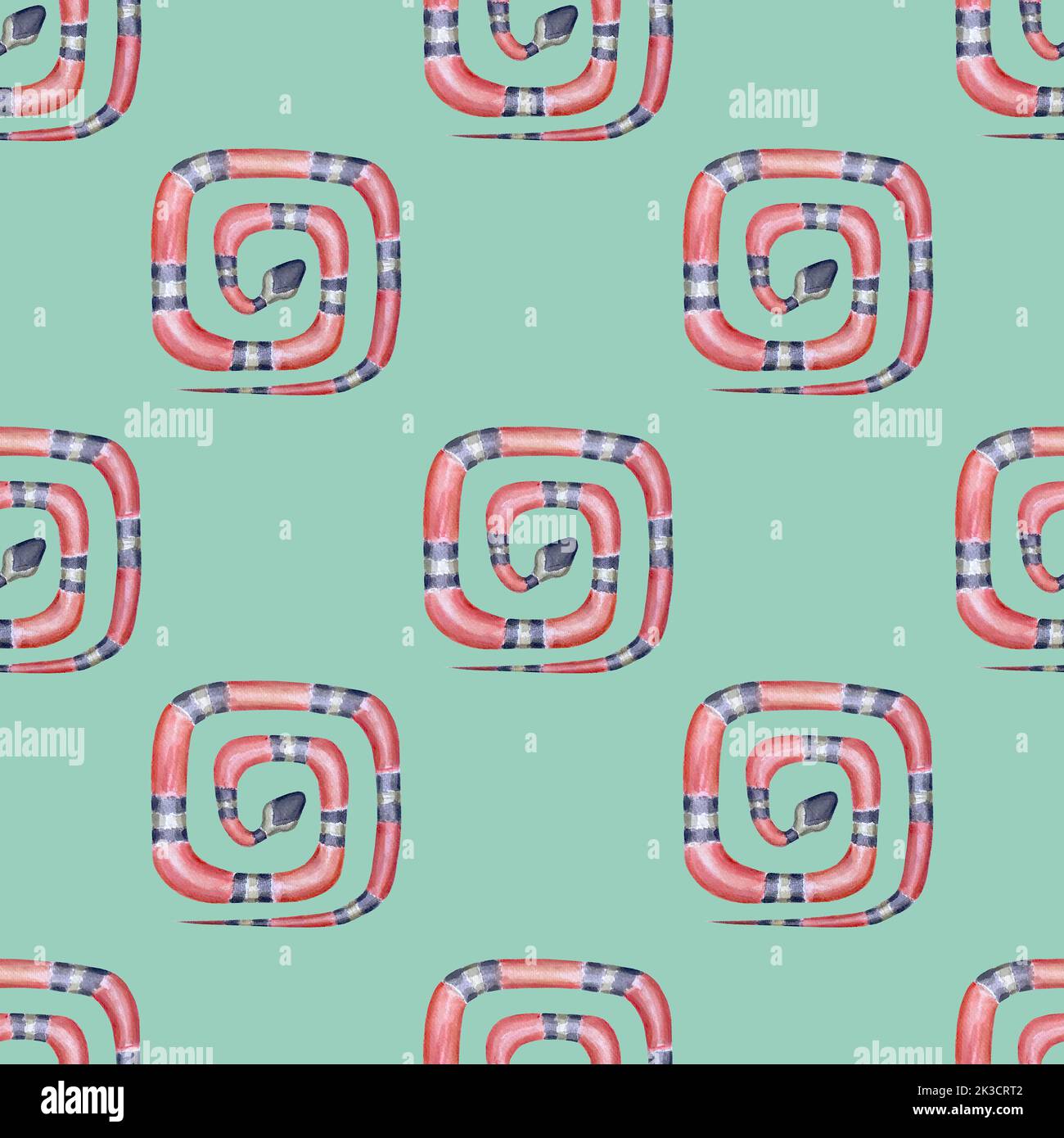 Coral snakes geometric seamless pattern. Red black milky white reptile ...