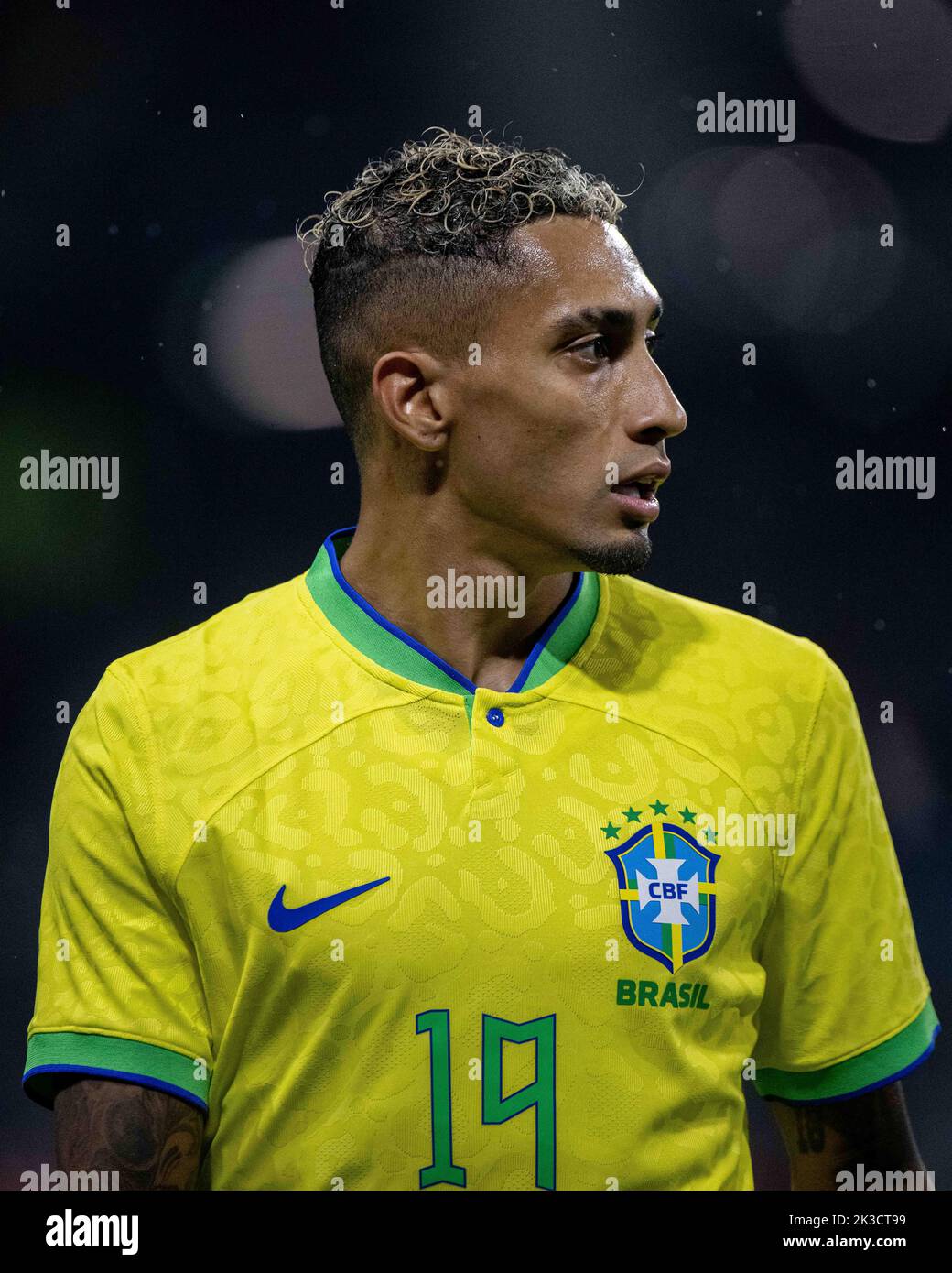 LE HAVRE, FRANCE - SEPTEMBER 23: Raphinha of Brazil looks on during the ...