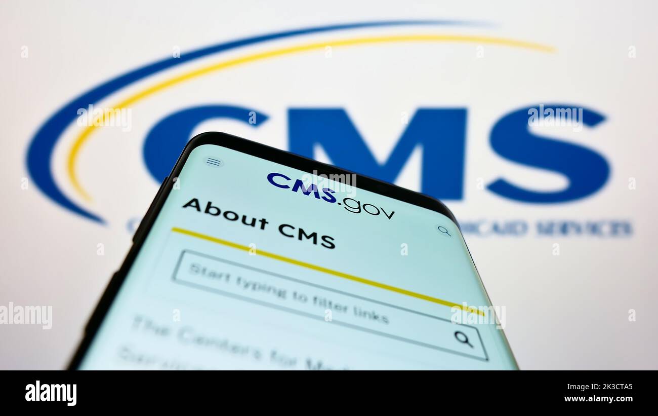 Smartphone with website of Centers for Medicare and Medicaid Services ...