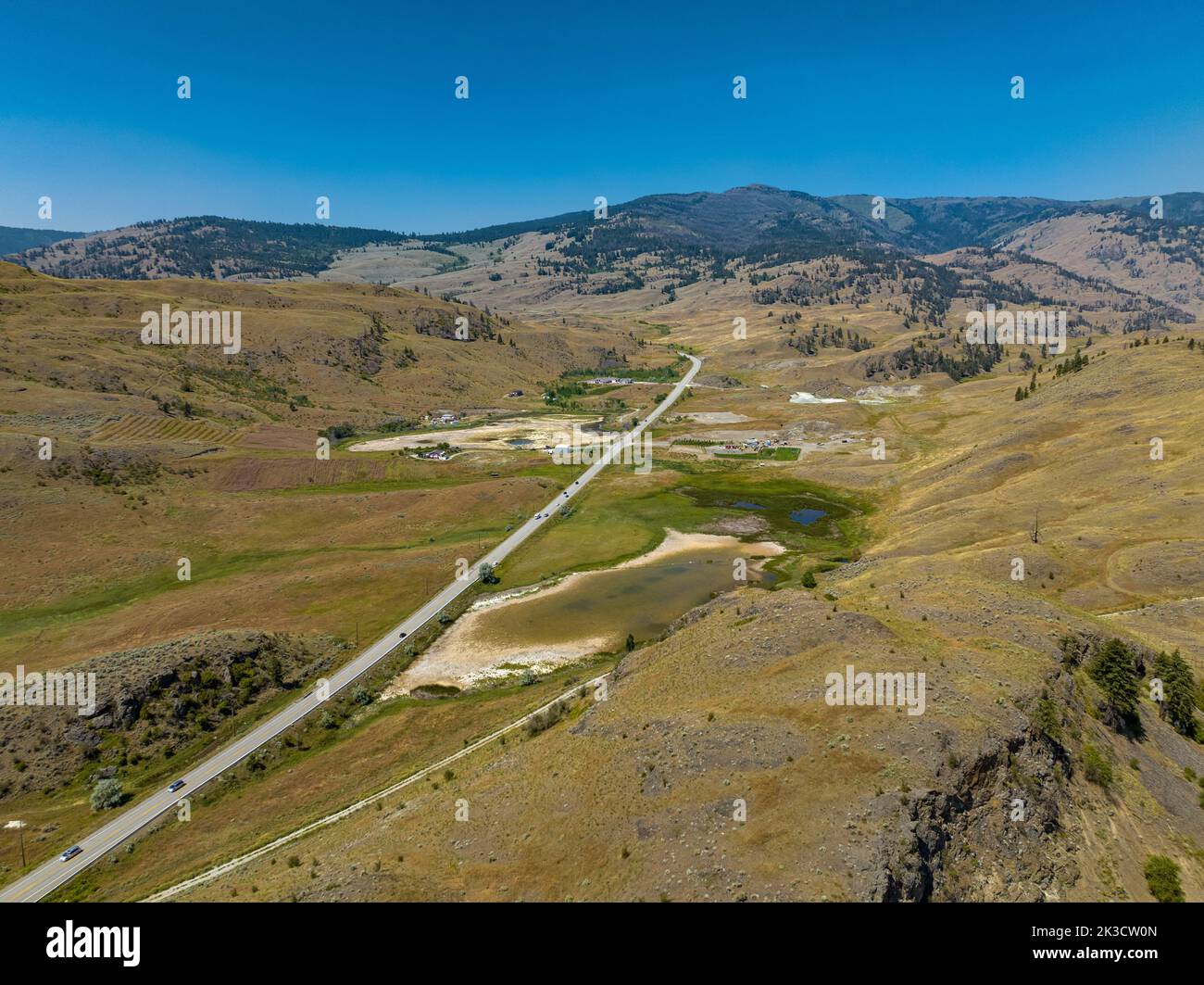 Drone view of Osoyoos town in Okanagan Valley region of British ...