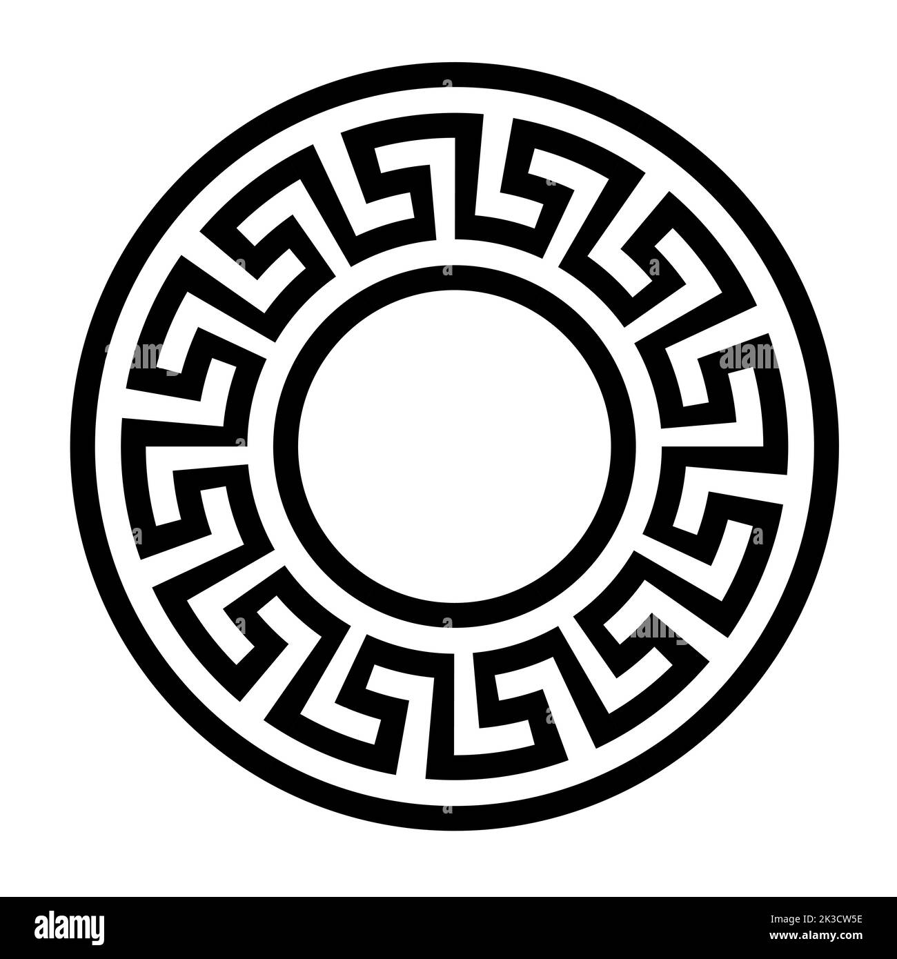 Ancient Greek key black frame pattern, round antique border from Greece ...