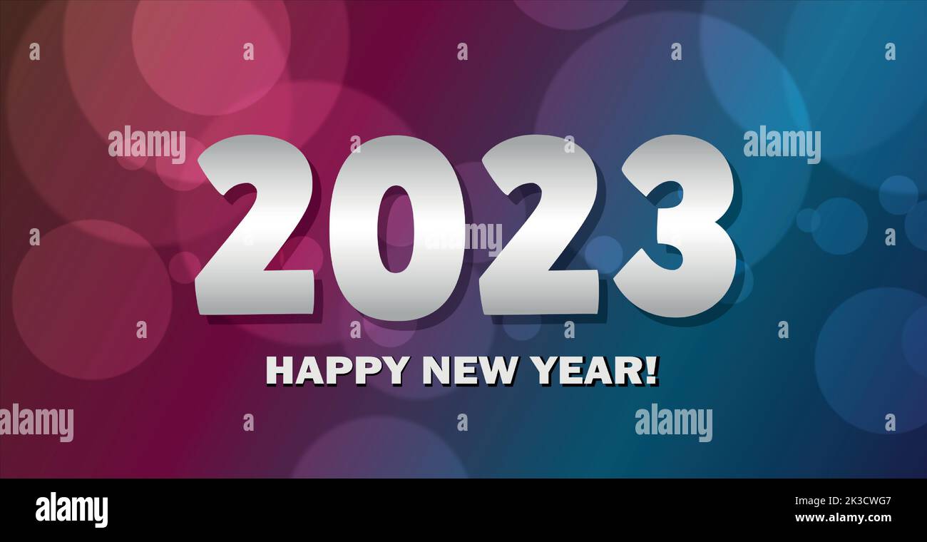 Merry Christmas and Happy New Year 2023, bright bokeh background ...