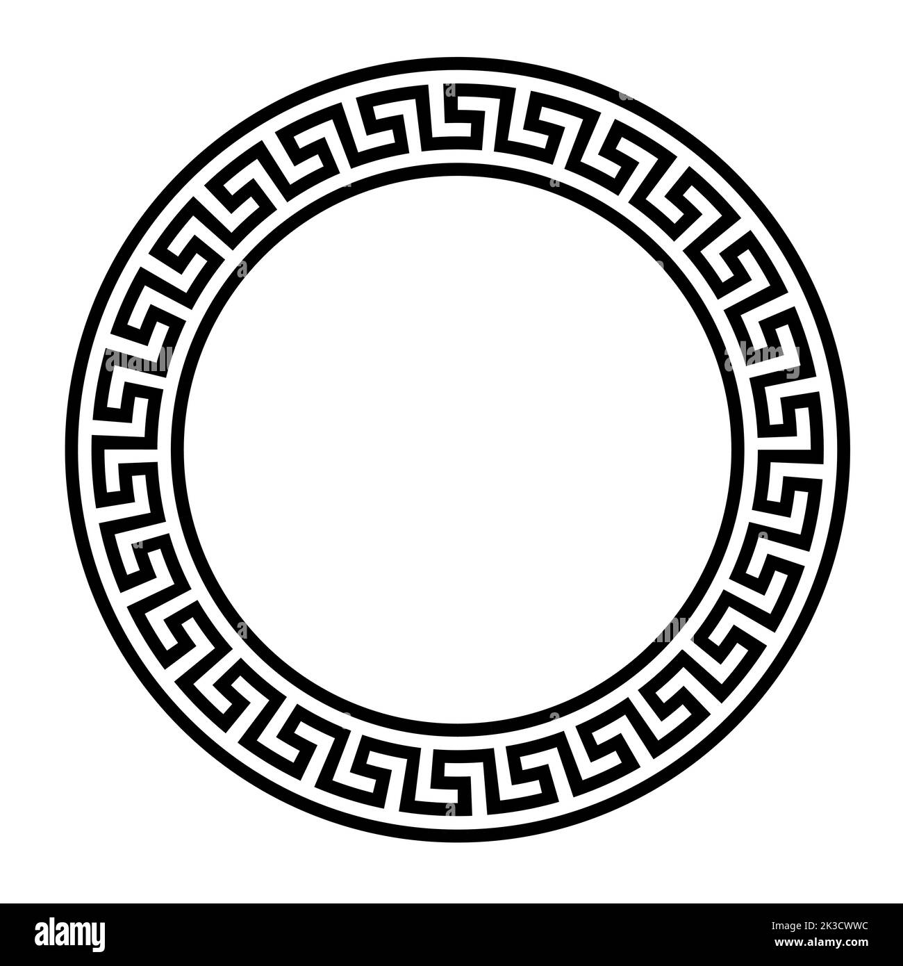 Ancient Greek key black frame pattern, round antique border from Greece ...