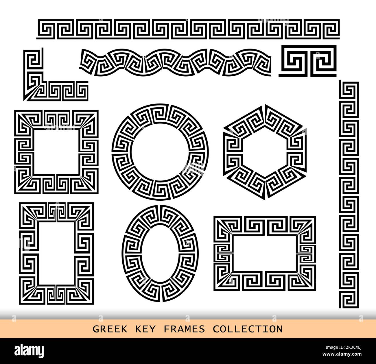 Ancient Greek black frames patterns collection, set of antique borders ...