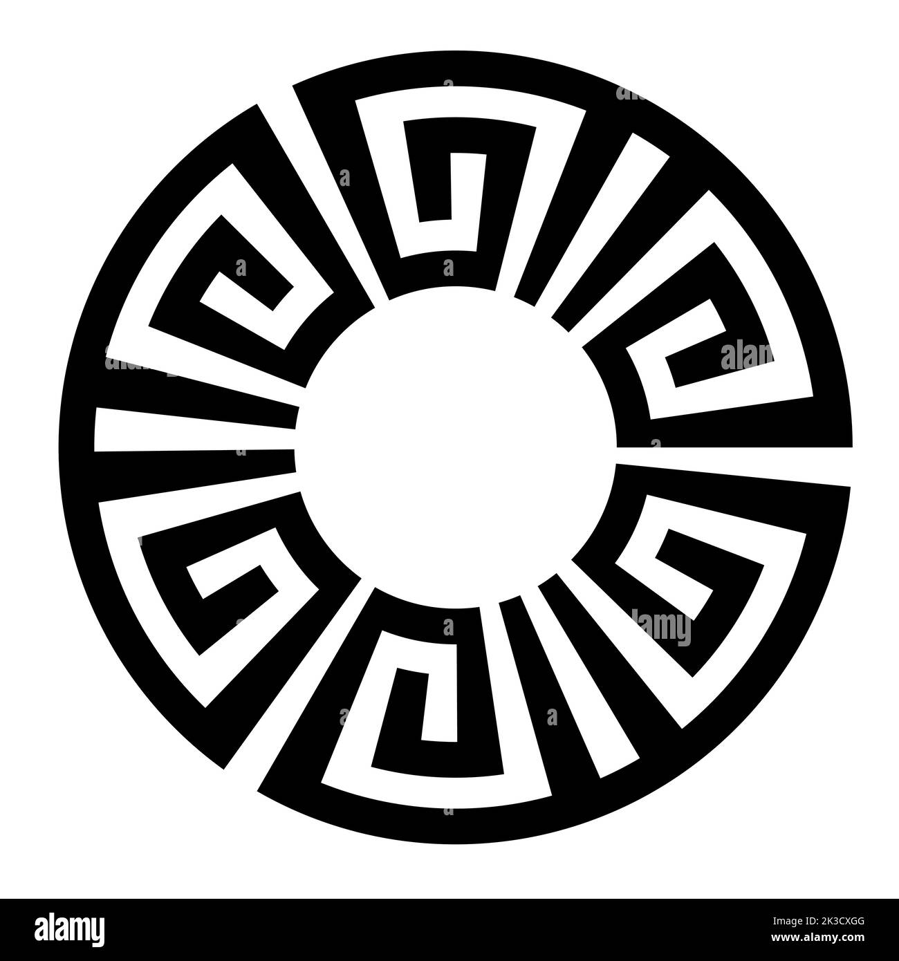 Ancient Greek key black frame pattern, round antique border from Greece ...