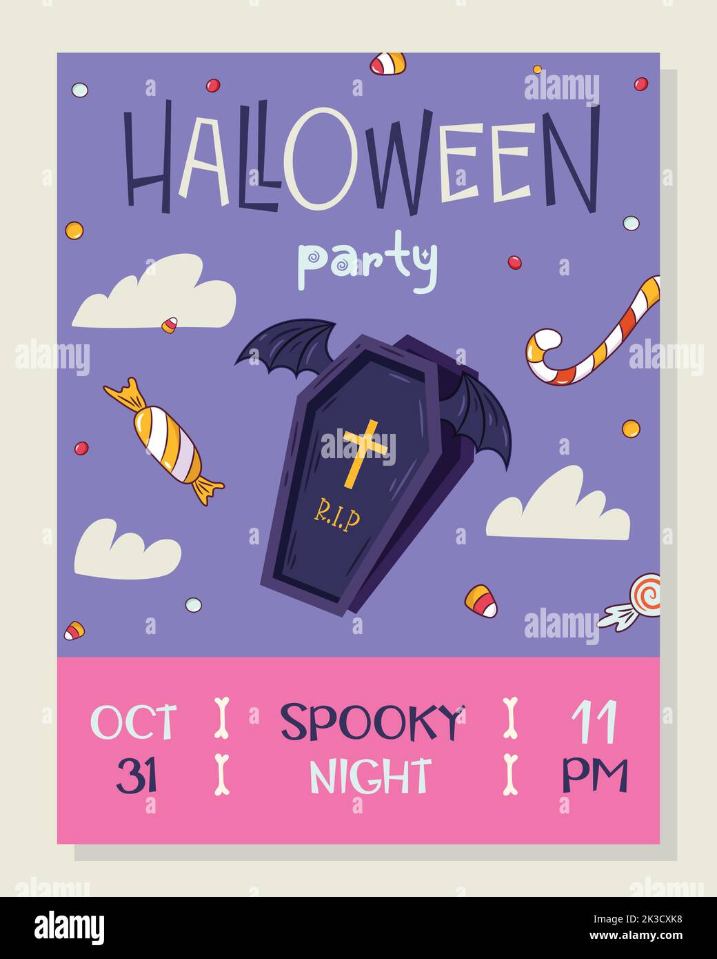 Halloween Party Invitation spooky night vector Stock Vector Image & Art ...