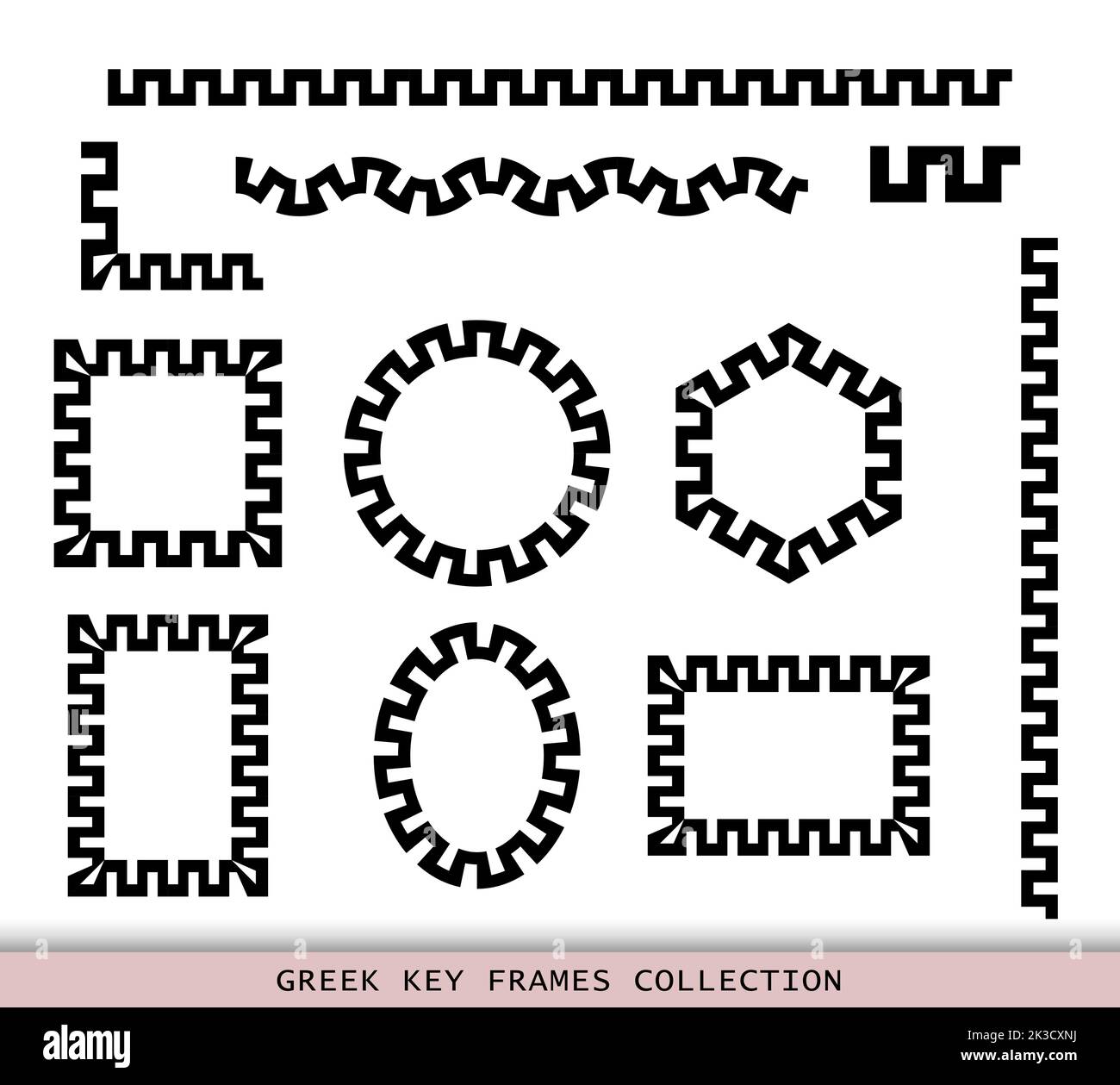 Ancient Greek black frames patterns collection, set of antique borders ...