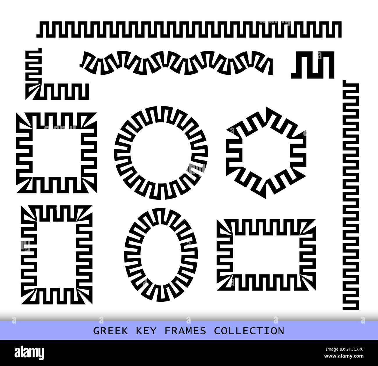 Ancient Greek black frames patterns collection, set of antique borders ...
