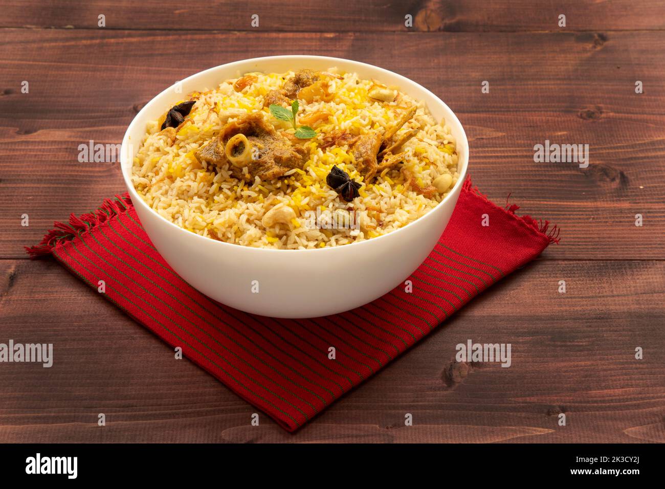 Mutton biryani , Gosht or lamb biryani or Hyderabadi Dum biriyani with ...