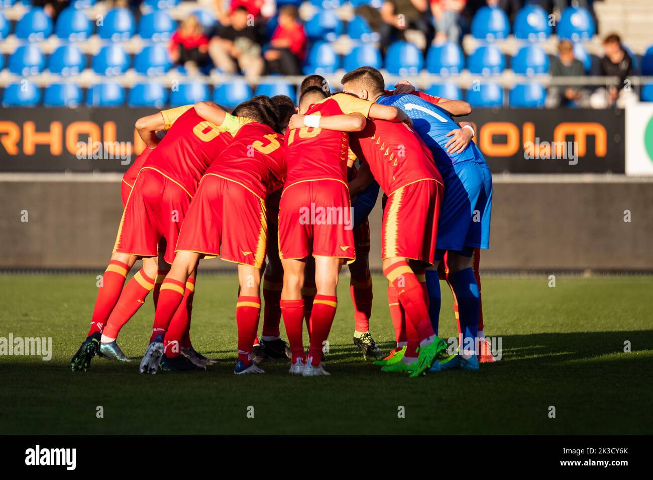 Hobro, Denmark. 24th, September 2022. The players of Montenegro unite ...