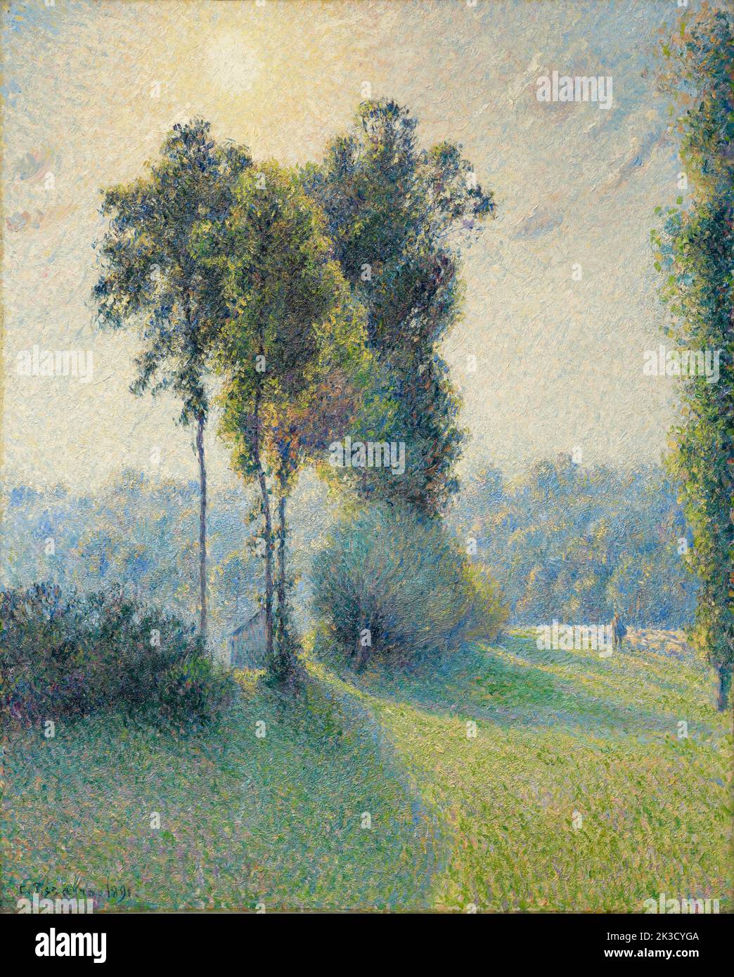 Landscape at Saint-Charles, near Gisors, Sunset (1891) painting in high ...