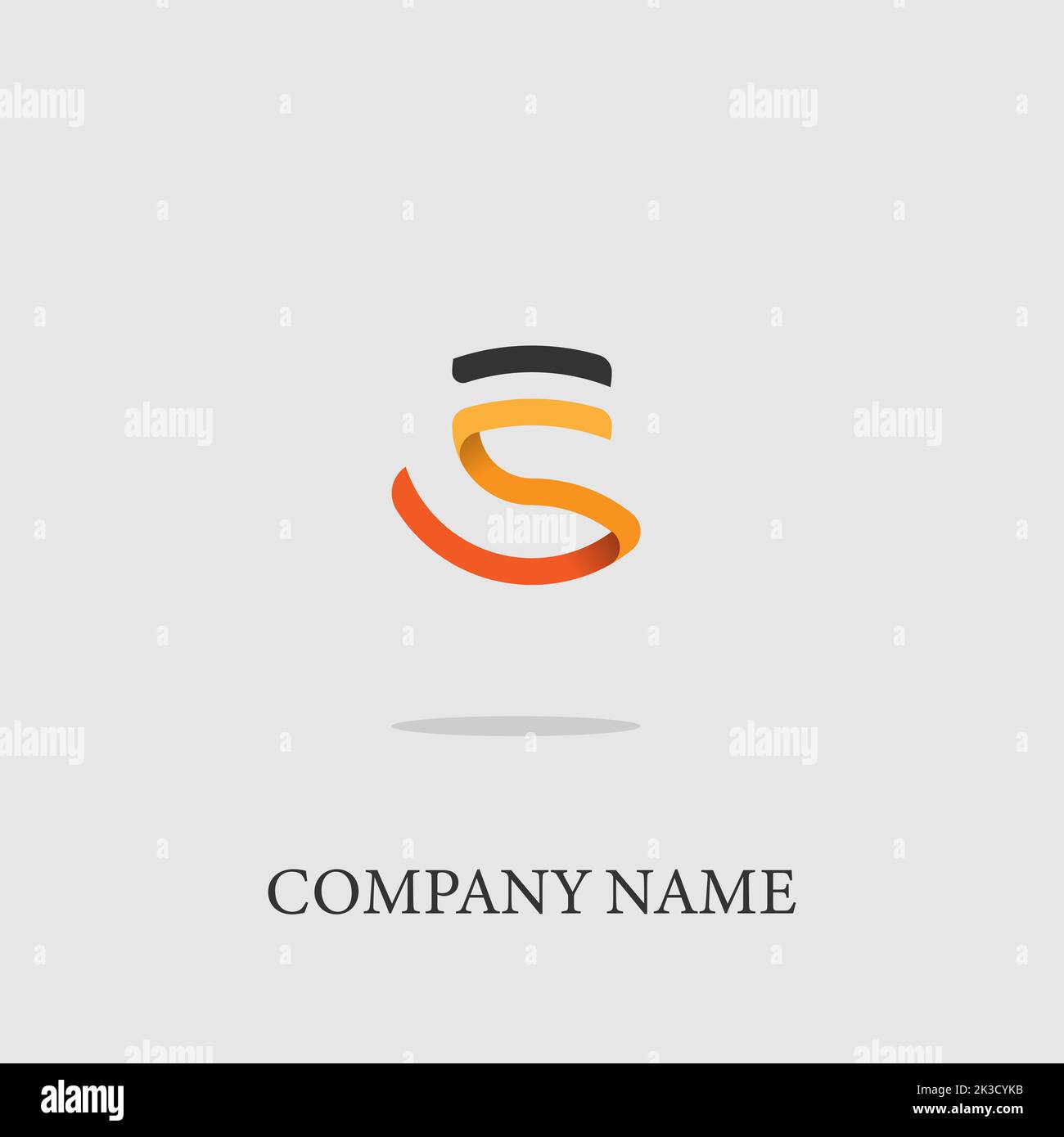 A minimalistic logo icon design and company name isolated on a gray ...