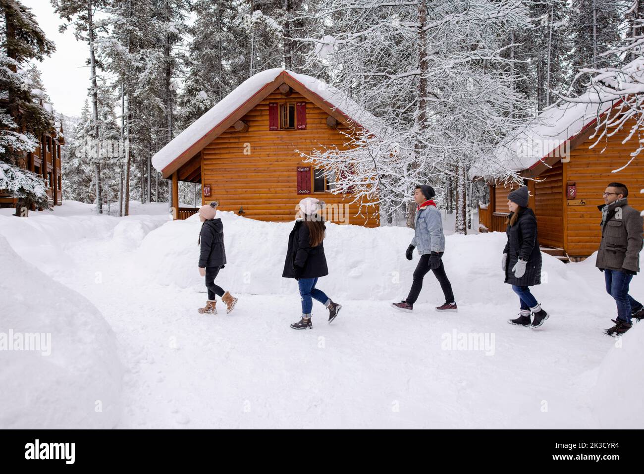 Family Playing Outside Winter