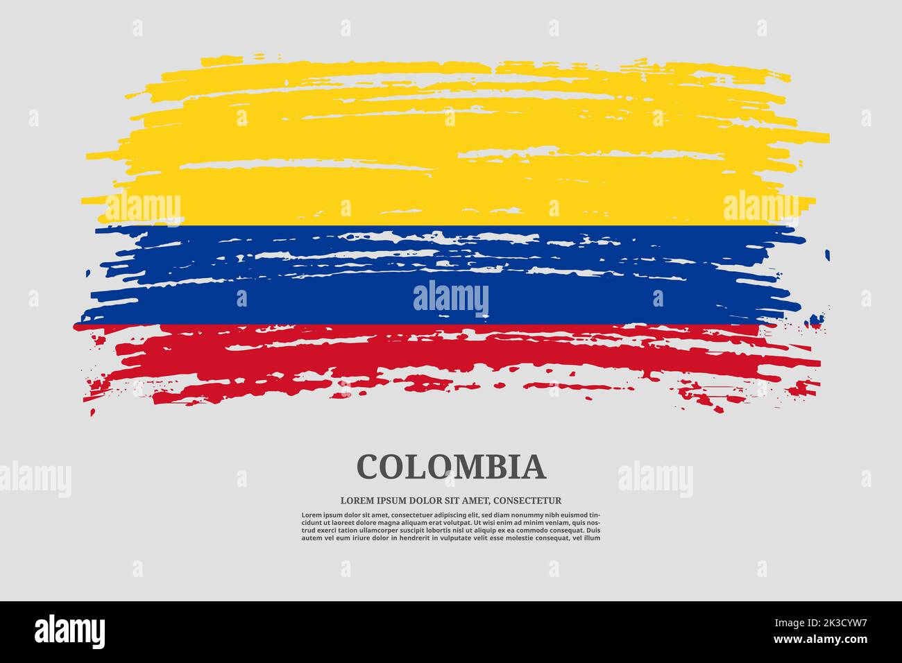 Colombia flag with brush stroke effect and information text poster ...