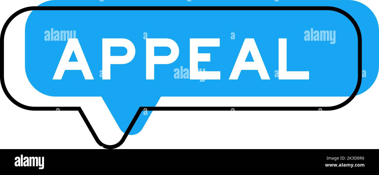 Speech banner and blue shade with word appeal on white background Stock ...