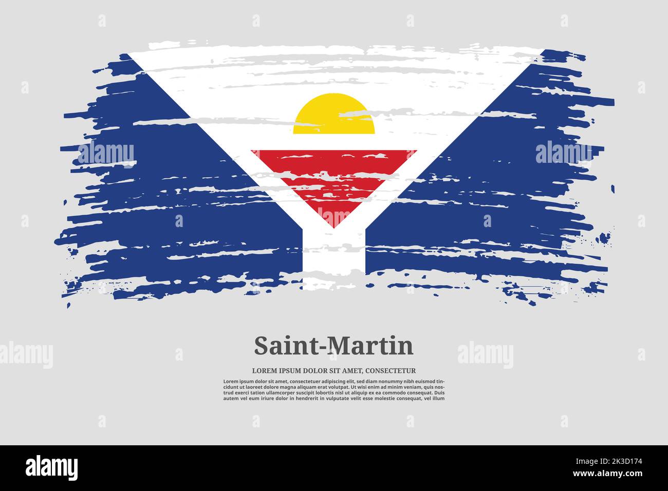 Saint Martin flag with brush stroke effect and information text poster ...