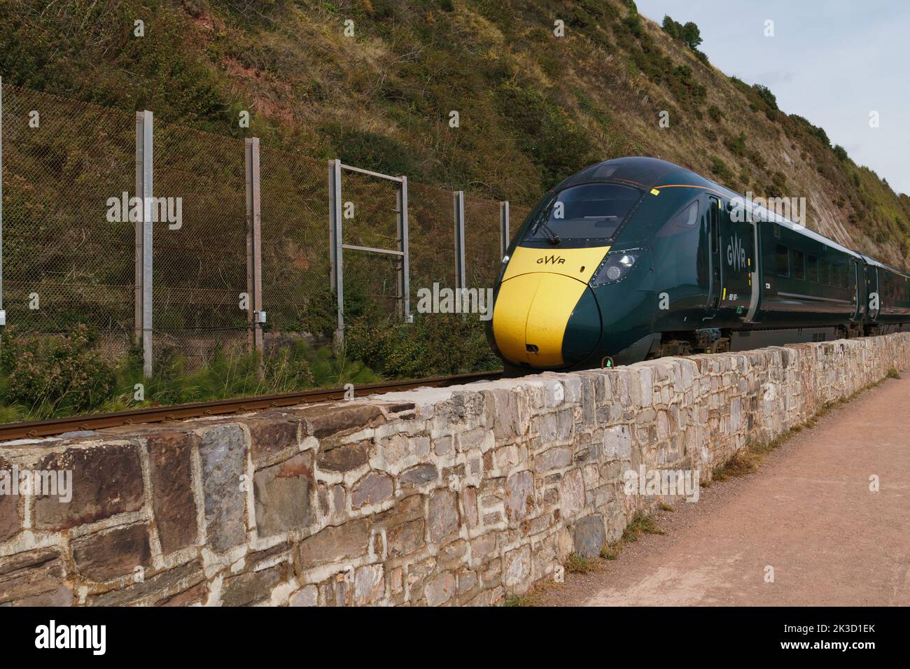 Train line between Teignmouth and Dawlish in Devon Stock Photo - Alamy