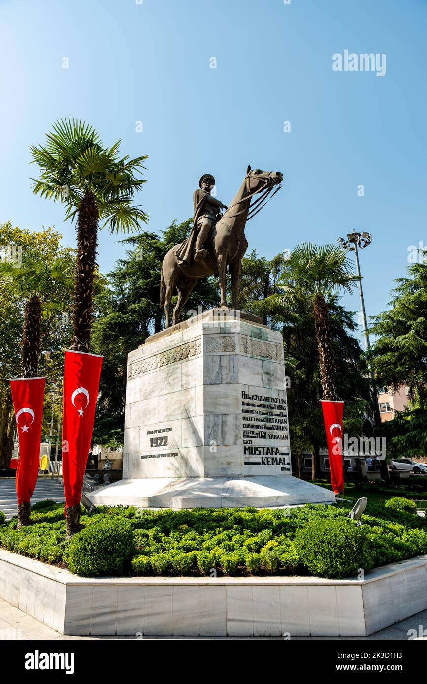 Bursa ,Turkey September 17 2022 : The famous Mustafa Kemal Ataturk ...
