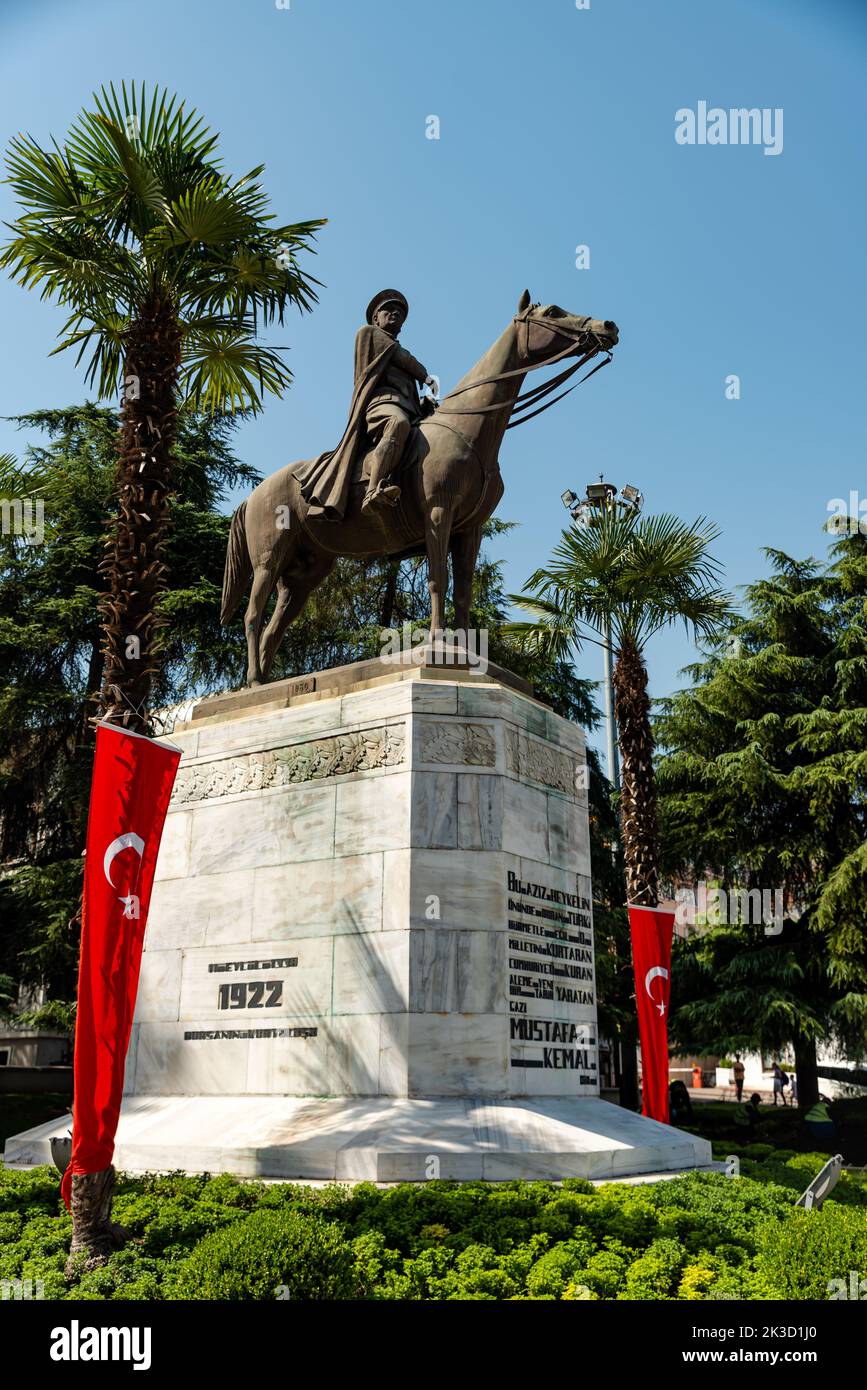 Bursa ,Turkey September 17 2022 : The famous Mustafa Kemal Ataturk ...