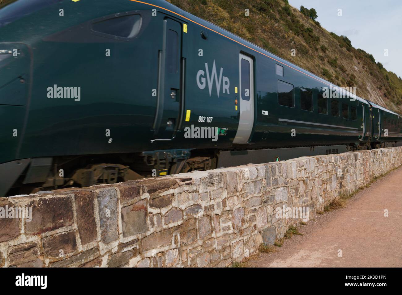 Train line between Teignmouth and Dawlish in Devon Stock Photo - Alamy
