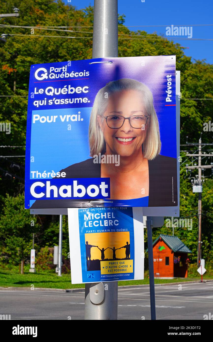 SAINT-SAUVEUR, CANADA -15 SEP 2022- View of candidate posters ahead of ...