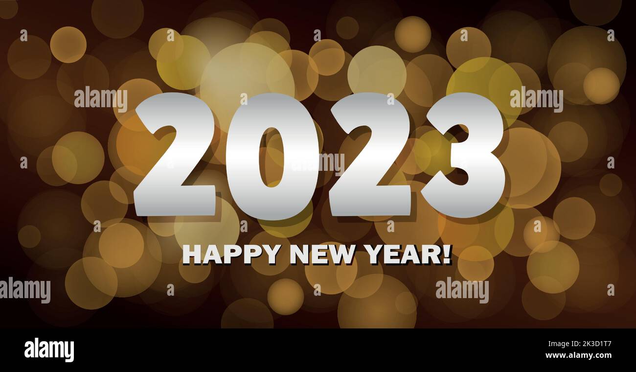 Merry Christmas and Happy New Year 2023, bright bokeh background ...